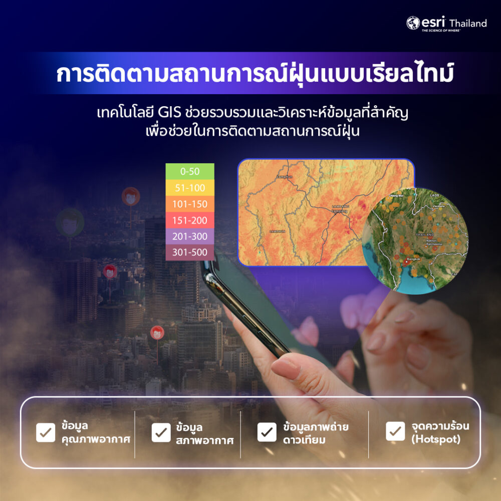 เทคโนโลยี GIS กุญแจสำคัญในการเข้าใจ แก้ไข และป้องกันปัญหาฝุ่น PM2.5 - Esri Thailand